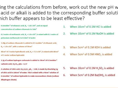 buffer calculations full differentiated lesson s revision or lesson