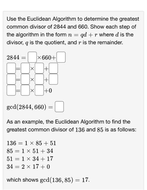 Solved Use The Euclidean Algorithm To Determine The Greatest
