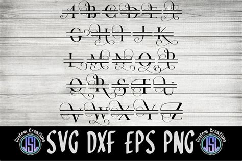Split Script Font Alphabet Digital Dxf Silhouette Fancy Split Monogram