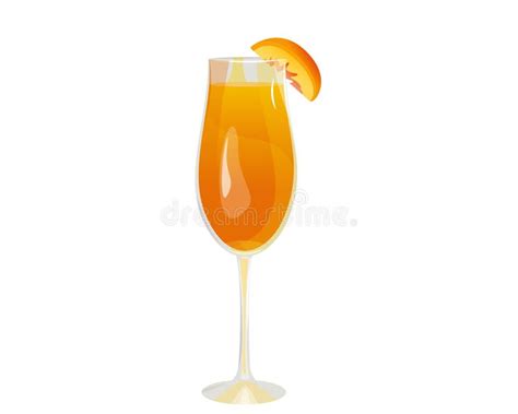 Bellini Cocktail Refreshing Summer Alcoholic Drink With A Slice Of