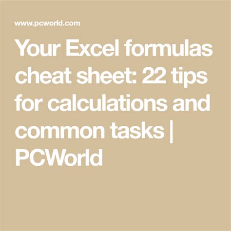 Your Excel Formulas Cheat Sheet 15 Tips For Calculations