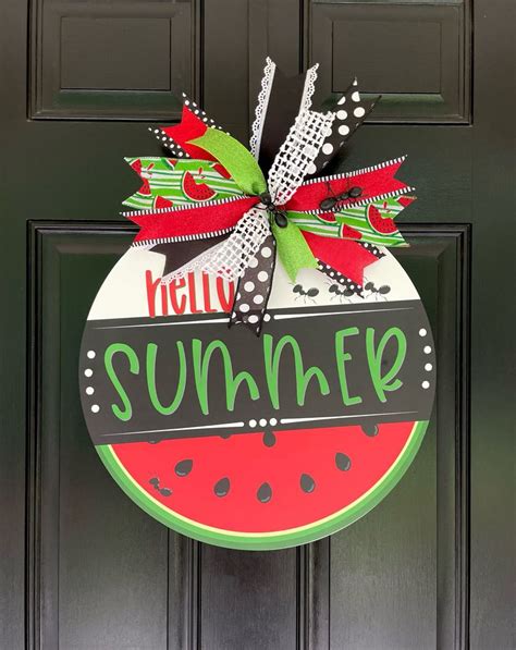 Hello Summer Watermelon Door Decor Watermelon And Ants Front Door Sign