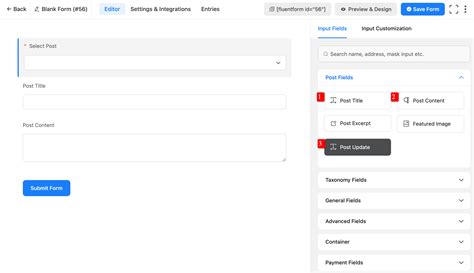 post update with form submission in fluent forms wp manage ninja