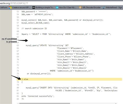 unable to save submitted data in a mysql database using php