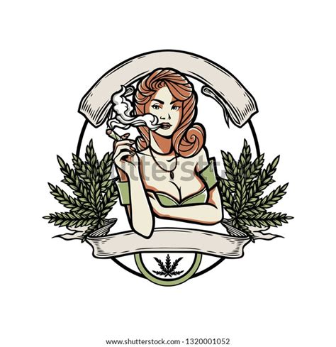 Handdrawn Vector Illustration Women Smoking Weed Stock Vector Royalty