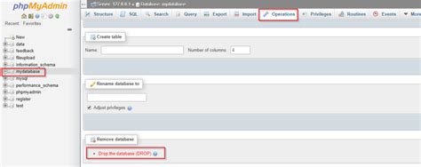 how to create and delete a database in phpmyadmin edureka