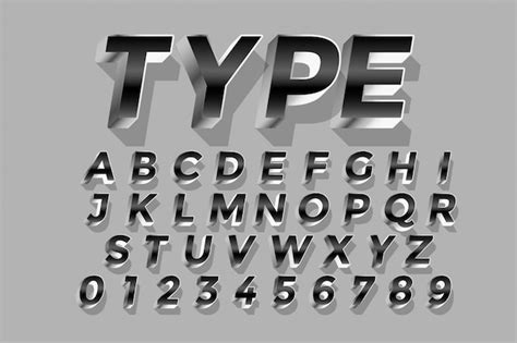 Free Vector 3d Style Silver Shiny Text Effect Design Alphabets