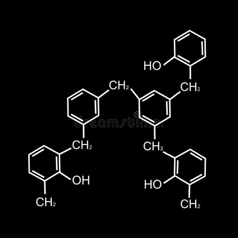 Chemical Formula Consisting Of Benzene Rings Vector Illustration Stock