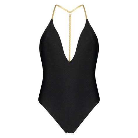 Special Shoulder Strap Design Deep V Neckline High Leg Opening Slim