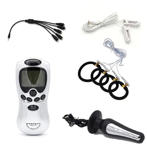 Electric Shock Kit 4 Pcs Penis Ringsandanal Plug Andnipple Clamps Combine