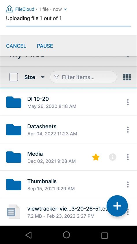 upload a file to the server on android filecloud docs server