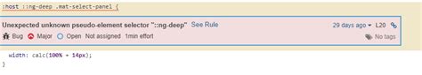 css sonarqube ng deep getting an error as unexpected unknown
