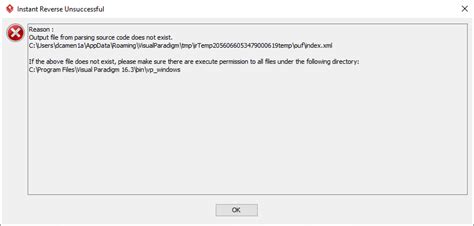 output file from parsing source code does not exist bug reports