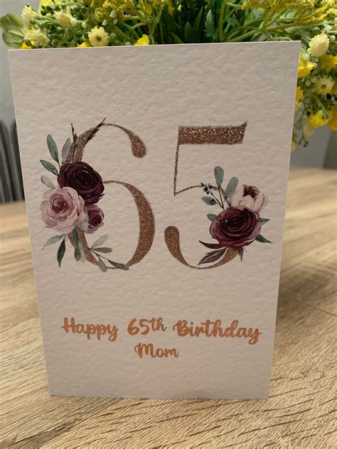 65th Birthday Card Happy Birthday Mom Mum Mam Any Age Etsy Uk