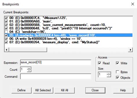 µvision user s guide breakpoints window