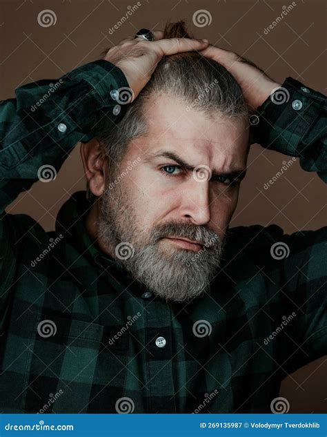 Isolated Portrait Of Young Handsome Male With Beard Mustache And Trendy