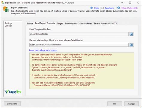 ssis export excel file task dynamically create zappysys