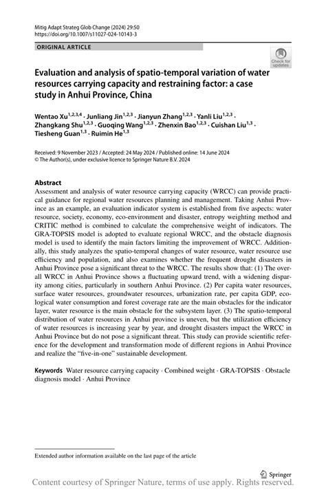 Evaluation And Analysis Of Spatio Temporal Variation Of Water Resources