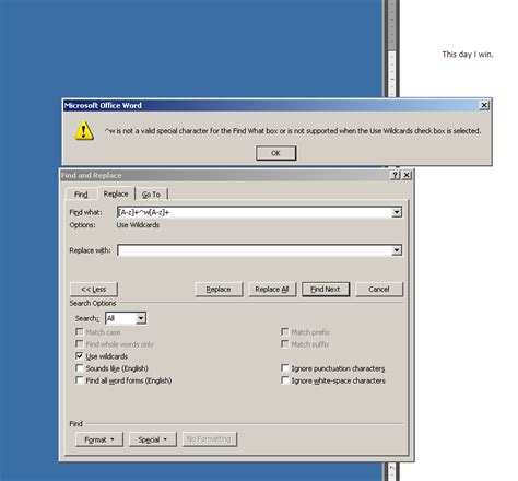 finding using wildcards in word super user