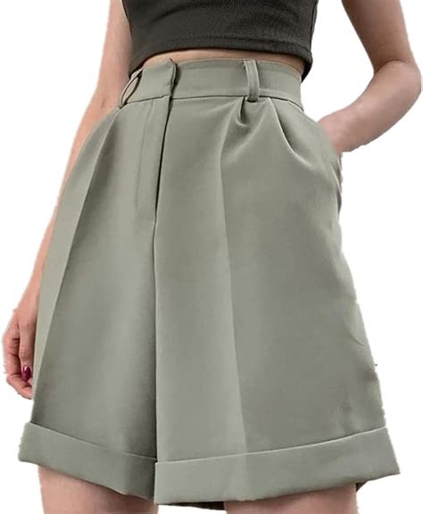 N P Wide Leg Loose Bermuda Shorts For Women High Waist Cotton Shorts