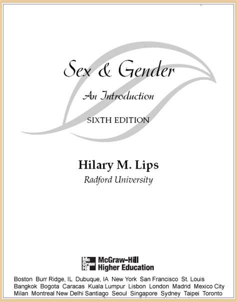 title page and book cover sex and gender 6th edition