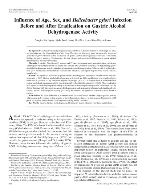 Pdf Influence Of Age Sex And Helicobacter Pylori Infection Before