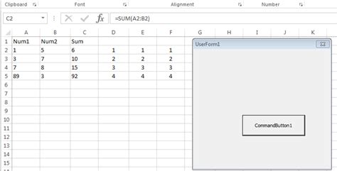 excel adding a range value and putting the sum to a