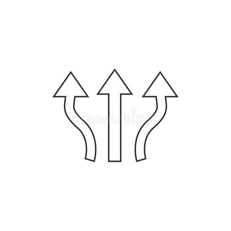 Three Way Direction Arrow In Flat Style Vector Illustration Stock