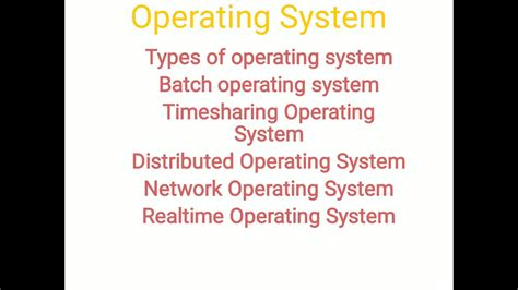 types of operating system youtube