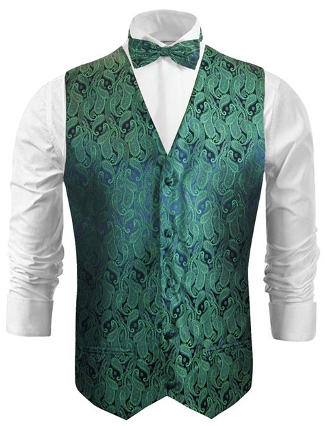 Emerald Paisley Tuxedo Vest Set Paul Malone