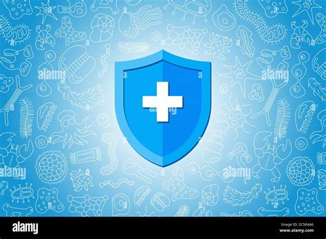 Inmunidad Higiénica Prevención Médica Escudo Azul Que Protege De Los