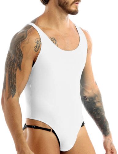 Men Mankini Bodysuit One Piece High Cut Thongs Leotard Racer Bikini