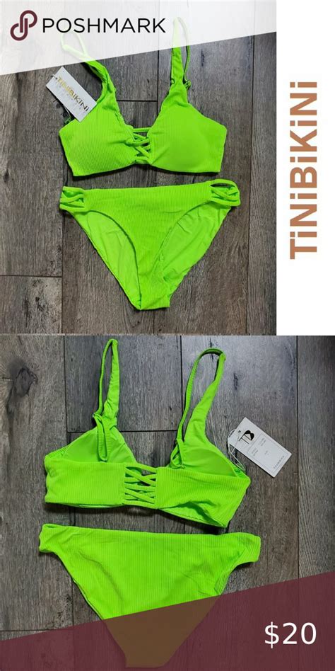 Nwt Tinibikini Neon Key Lime Green Bikini Set Nwt Tinibikini Neon Key