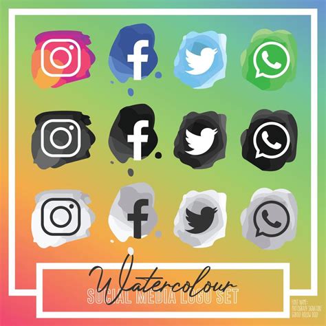 Watercolor Social Media Logos 3798990 Vector Art At Vecteezy