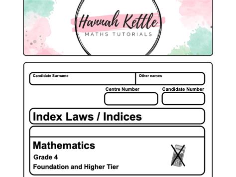 Index Laws Indices Teaching Resources