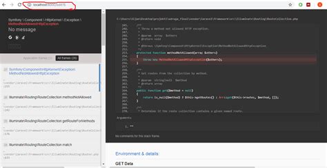 php i m getting methodnotallowedexception error