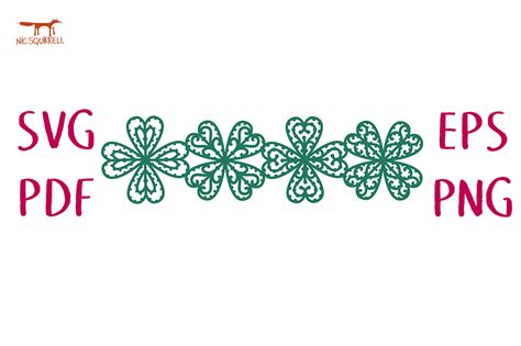 Lucky Four Leaf Clover Border Svg Cut Illustration Par Nic Squirrell