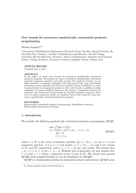 pdf new bounds for nonconvex quadratically constrained quadratic
