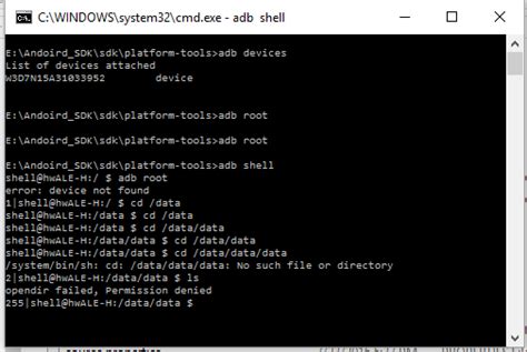 android not able to access the database file through adb shell