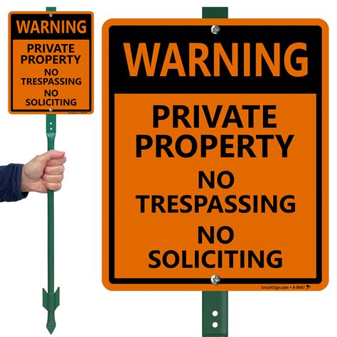 Private Property No Trespassing Soliciting Sign And Stake Kit Sku K 9687