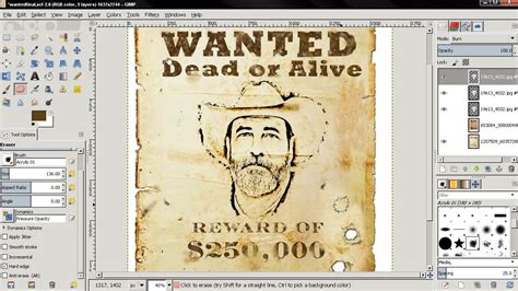 wanted poster add yourself gimp tutorial for beginners