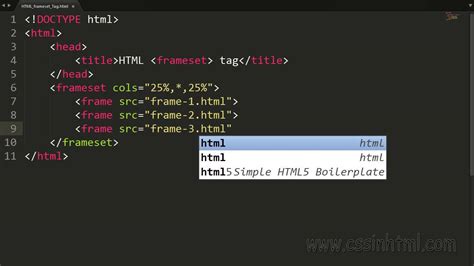 html frameset tag youtube