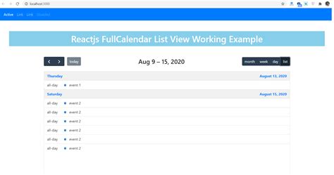reactjs fullcalendar list view working example therichpost