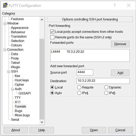 ssh into private server via bastion host jumper using putty
