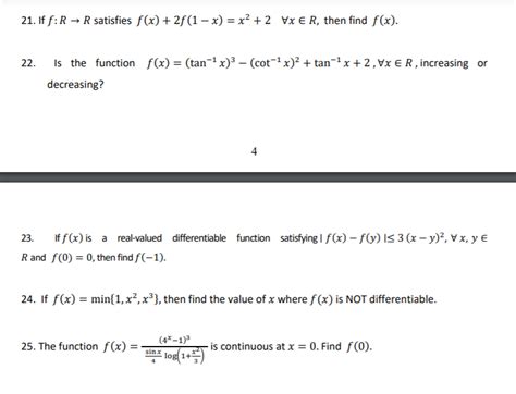 Solved 21 If F R → R Satisfies F X 2f 1 – X X2 2