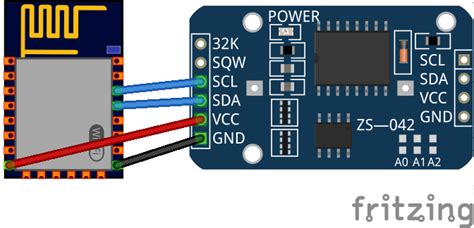 circuit for ds3231 rtc module in esp8266 wifi module