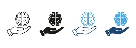 Neurologia Psicologia Linha E Silhueta Cor ícone Definir Humano