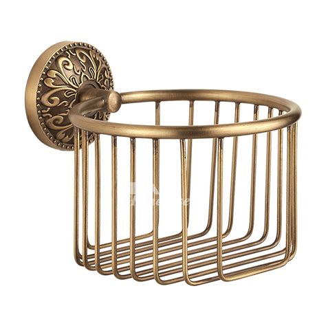 European Wall Mount Antique Gold Toilet Paper Holder