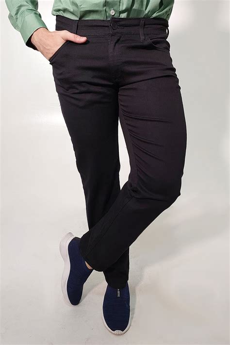 Calça Slim Sarja Masculina Preta Elastano Anticorpus