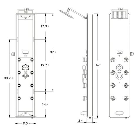 Akdy 52 In 8 Jet Shower Panel System In Gold Tempered Glass With